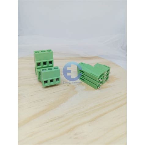 Jual Terminal Block Hijau 3 Pin Double Deck Kecil 3 81mm Kota Surabaya Eandc X Blessing