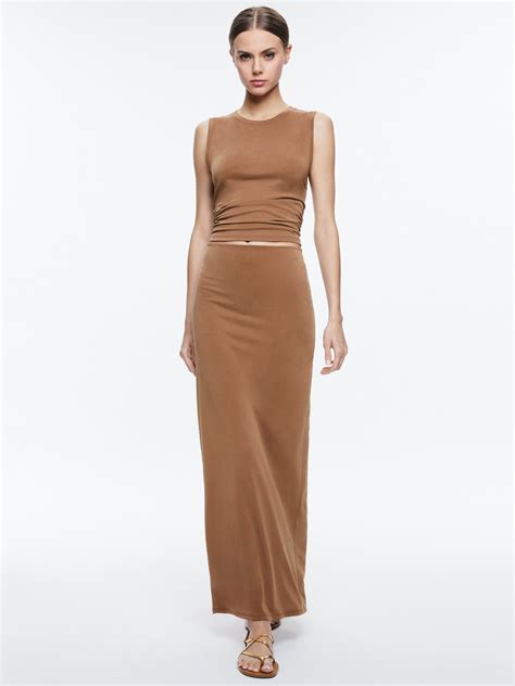 Agatha Long Pencil Skirt In Camel Alice Olivia