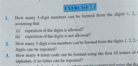 Exercise 7 11 How Many 3 Digit Numbers Can Be Formed From The Digits 1