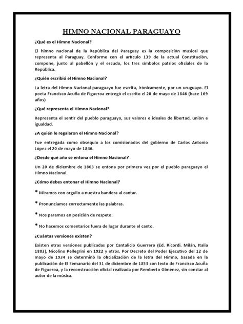 Himno Nacional Paraguayo Pdf