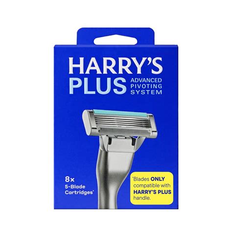 Harrys Plus Mens Razor Blade Refill Cartridges 8 Count
