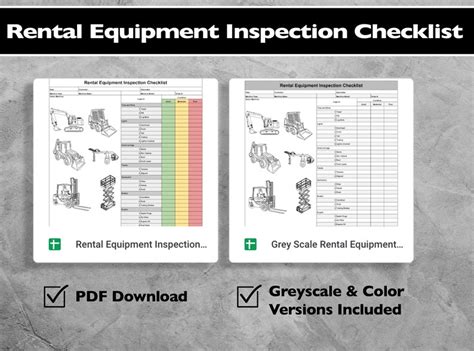 Equipment Rental Pre Inspection Checklist For Construction Landscaping