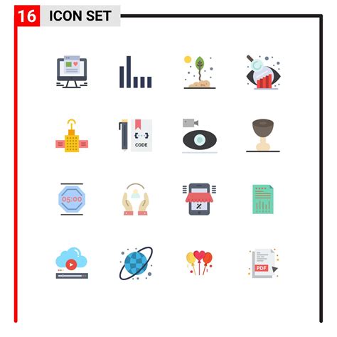 Set Of 16 Vector Flat Colors On Grid For Code Navigation Environment