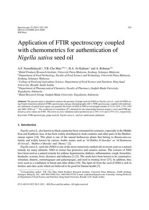 Pdf Application Of Ftir Spectroscopy Coupled With Chemometrics