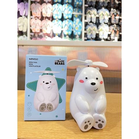 Jual We Bare Bears Collection Grizz Panda Icebear Mini Fan Miniso