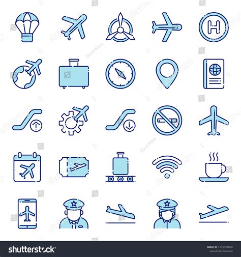 Aviation Icons Pack Isolated Aviation Symbols Stock Vector (Royalty ...