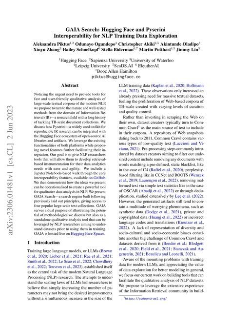 Pdf Gaia Search Hugging Face And Pyserini Interoperability For Nlp Training Data Exploration