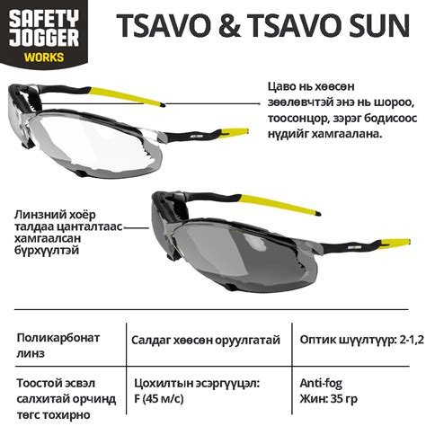 Safety Jogger Tsavo Sun Eyewear Цантахгүй холгохгүй хар шил