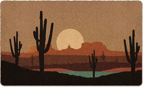 Xldlioo Boho Western Cactus Door Mat Desert Landcape