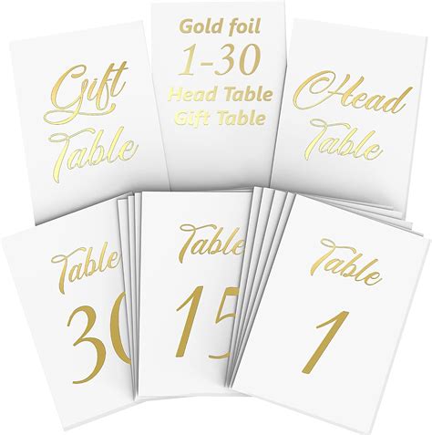Gold Table Numbers For Wedding Reception Gold Foil Table Number Cards X Cm With Head
