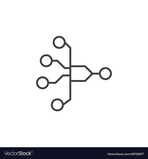 Neural Network Technology Concept Outline Simple Vector Image