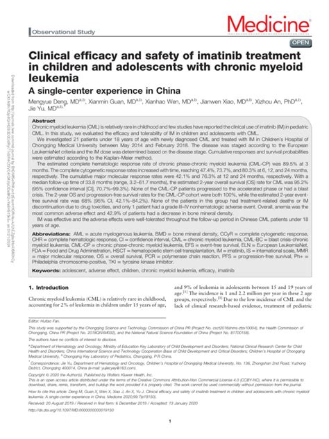 Clinical Efficacy And Safety Of Imatinib Treatment67 Pdf Medicine Clinical Medicine