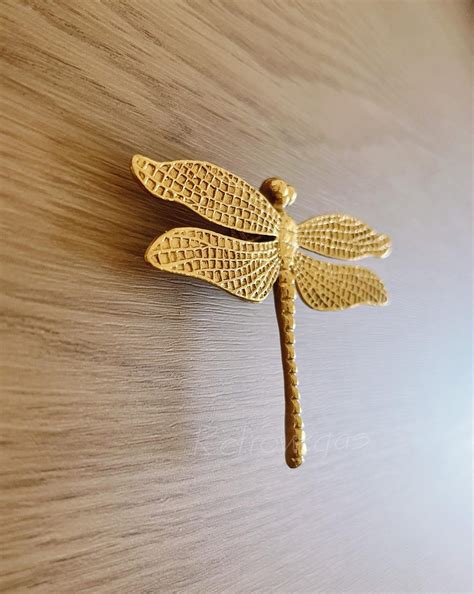 Solid Brass Dragonfly Drawer Pull Modern Cabinet Knob Wmls573 Etsy