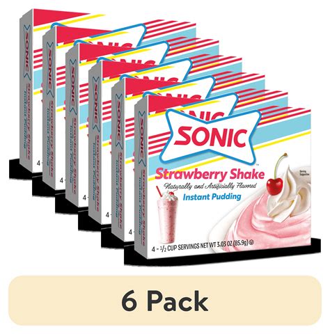 6 Pack Sonic Strawberry Shake Instant Pudding Mix 4 Servings 303