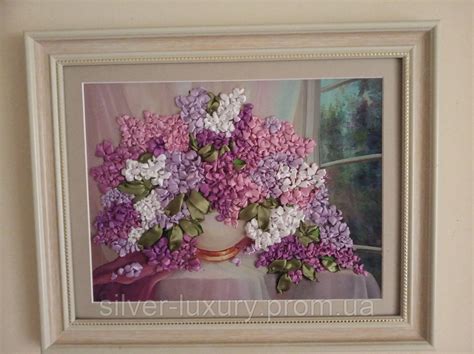 Картина вишита стрічками Бузок Id 443025985 ціна 1480 ₴ купити на Prom Ua