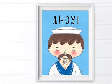 Ahoy Tattooed Sailor Art Print Silva Ware By Walter Silva