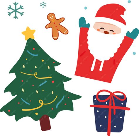 귀여운 산타와 크리스마스 트리 스티커 크리스마스 낙서 귀여운 그림 크리스마스 아이콘 Png 일러스트 및 벡터 에 대한 무료 다운로드 Pngtree