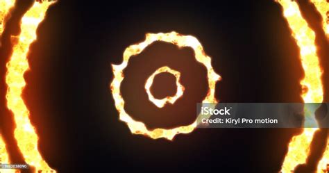 추상적인 배경 루프 원형 터널 비행 노란색 오렌지 불타는 고리 에너지 플라즈마 빛나는 밝은 아름 다운 미래 자연 검은색에 대한 스톡 벡터 아트 및 기타 이미지 Istock