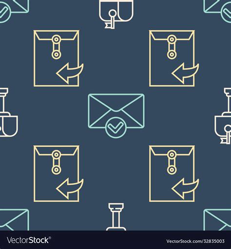Set Line Mail Box Envelope And Envelope And Check Vector Image