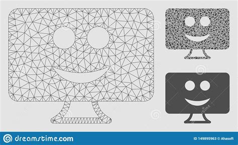 Display Smile Vector Mesh Network Model And Triangle Mosaic Icon Stock Vector Illustration Of