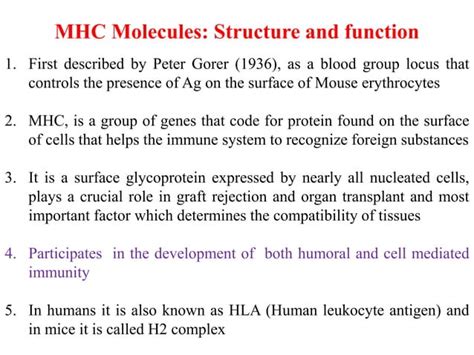 Mhc Structure And Function Pptx