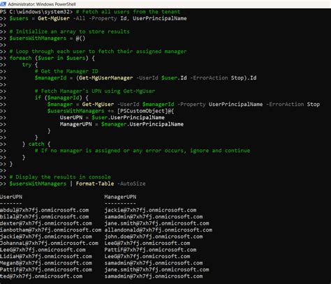 Fetch Users And Their Assigned Managers Using Graph Powershell