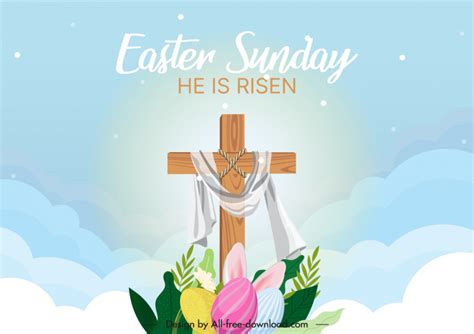 Religious Easter Background Template Elegant Bright Cloudy Sky Vectors