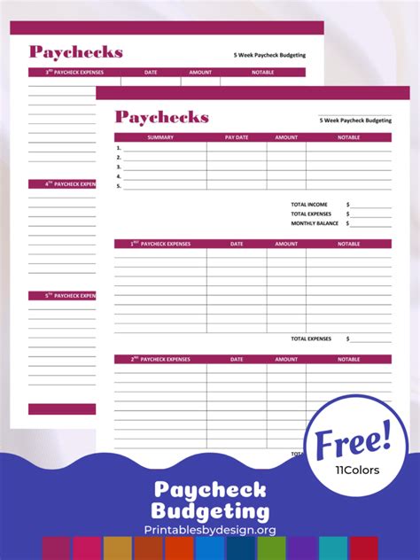 Get Control Free Printable Paycheck Budget Worksheet Pdf Printables