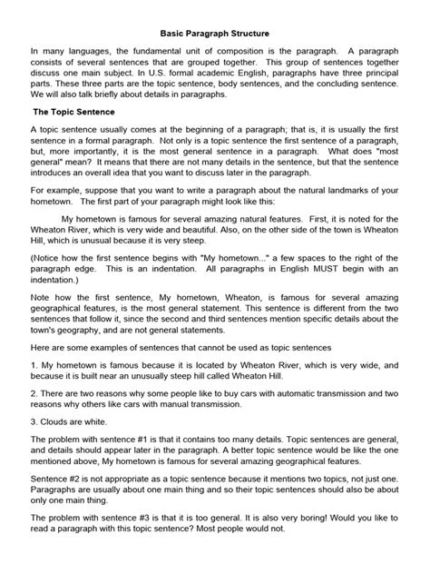 Basic Paragraph Structure Pdf Paragraph Hamburgers