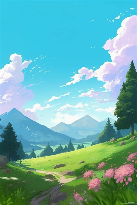 夏天夏季唯美景色插画