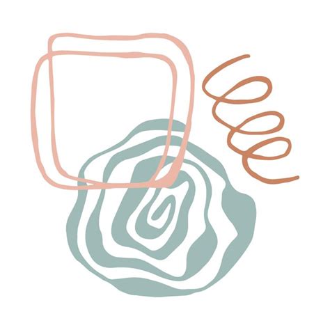 Boho 스타일 손으로 그리는 간단한 기하학적 모양 벡터 일러스트 레이 션의 현대 추상 낙서 콜라주 순진한 엽서 아이콘 템플릿 프리미엄 벡터