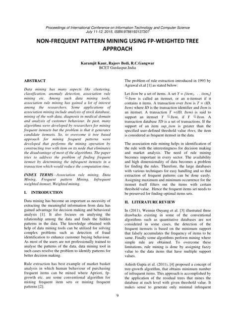 Pdf Non Frequent Pattern Mining Using Fp Weighted Tree Approach