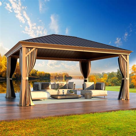 Mellcom 12 X 16 Hardtop Gazebo Galvanized Steel With Metal Roof