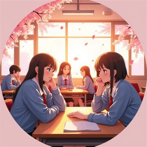 Free Sunset Classroom Bonding Photo Anime Manga Classroom Download At Stockcake