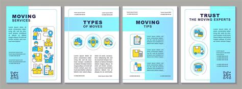 2d Moving Service Multicolor Brochure Template Leaflet Design With Thin Line Icons 4 Vector