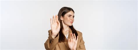 Free Photo Embarrassed Woman Turn Away From Something Disgusting Refusing Rejecting Standing