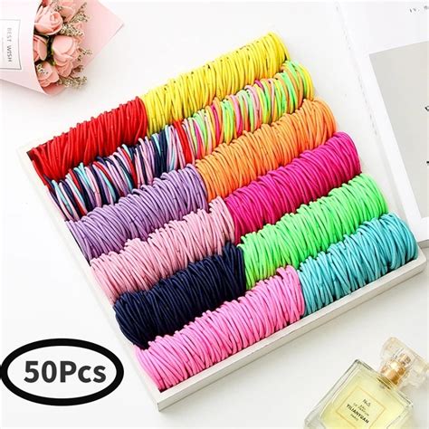 50 250pcs Girls Cute Nylon Elastic Hair Ties Shopee Philippines