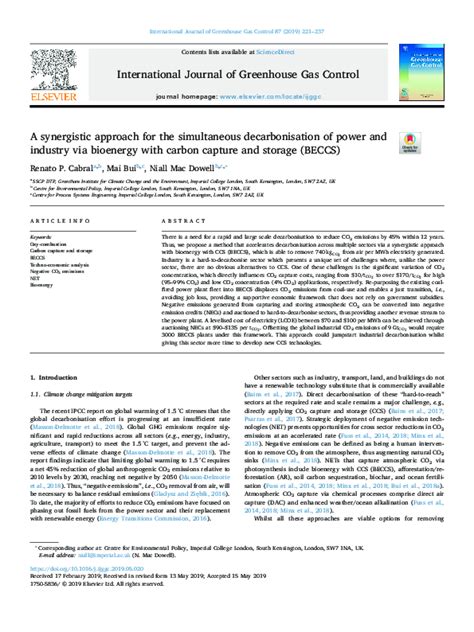 Pdf A Synergistic Approach For The Simultaneous Decarbonisation Of