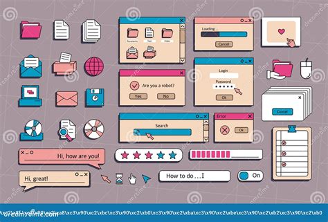 A Set Of User Interface Elements Ui And Ux Themes In The Vaporwave