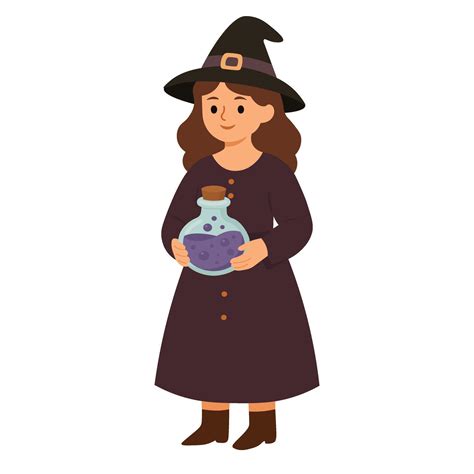 Cute Witch Holding A Potion Bottle Illustration 67277154 Vector Art At