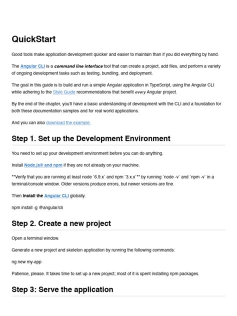 quickstart pdf command line interface software development
