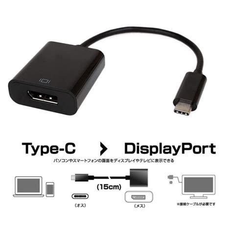 Usb Type C 映像変換アダプタ Displayport パソコンやスマホの画面をディスプレイやテレビに表示 Gh Tcdpb15 Bk