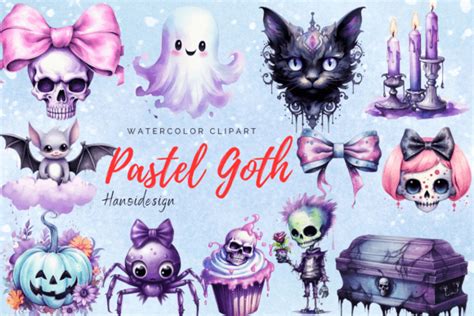 Pastel Goth Watercolor Cliparts Graphic By Hanodesigns · Creative Fabrica