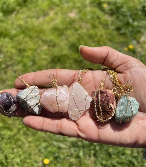 Wire Wrapped Raw Crystal Necklace Crystal Talisman Necklace