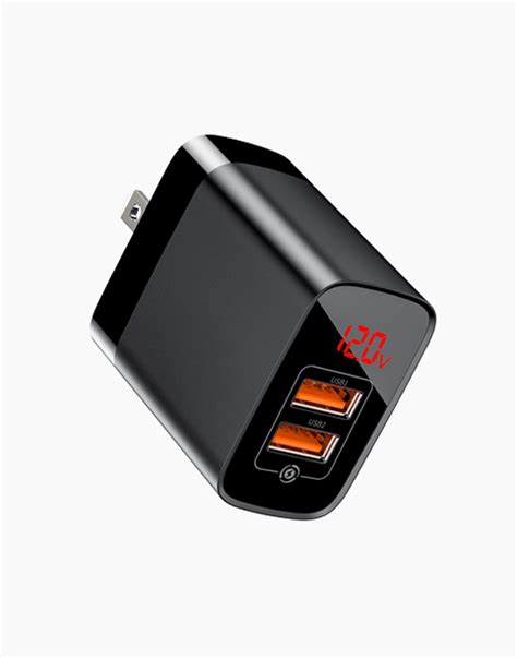 Baseus Mirror Lake Dual QC Digital Display quick Charger A+A Black ...