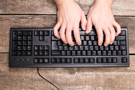 Man Is Typing On Keyboard Stock Image Image Of Business