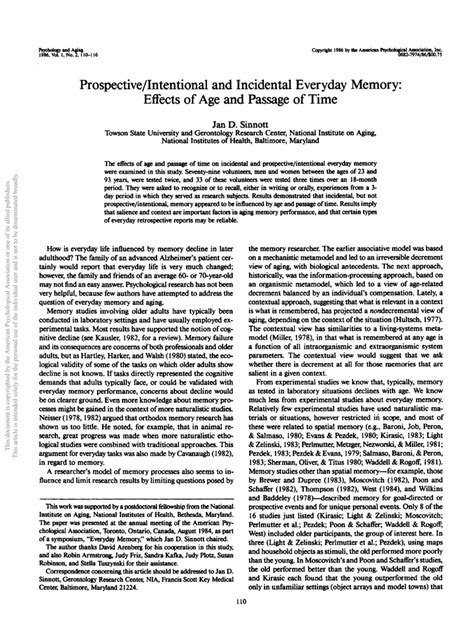 Prospective Intentional And Incidental Everyday Memory Effects Of Age