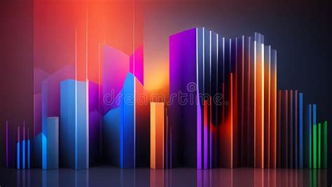 Business High Brightness Long Bar Graph Curve Graph Data Black Background Futuristic Stock