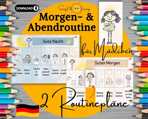 Morgen Und Abendroutine Kind Routineplaner Für Kinder Morgenroutine Mädchen Routineplan