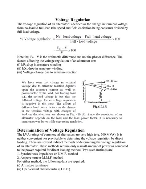 Alternator Voltage Regulation Synchronous Impedance And Ampere Turn